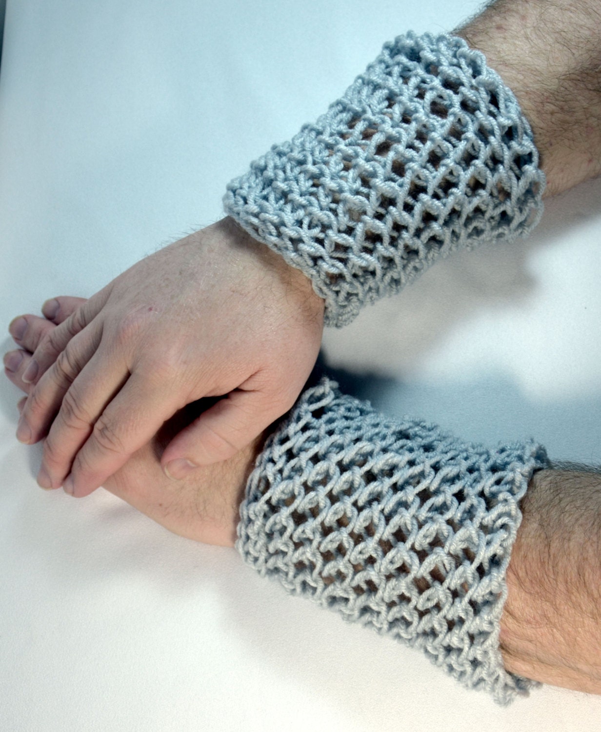 Faux Chain Mail Cuffs Hand Knit Wrist Guards for Medieval - Etsy