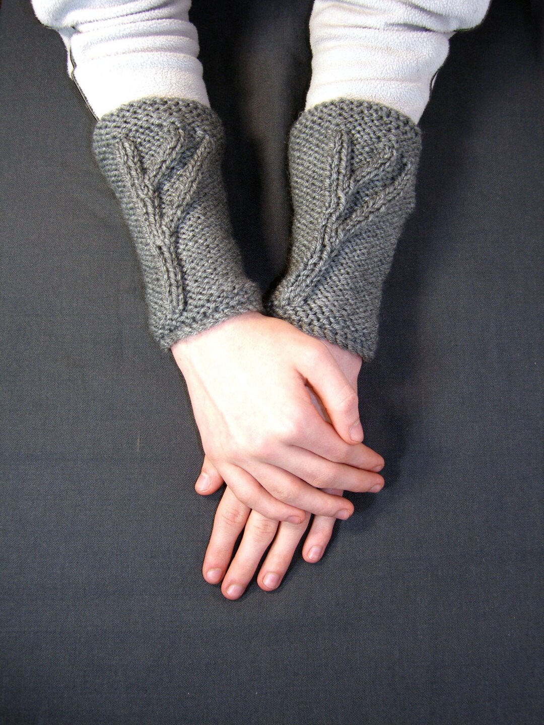 Grey Wizard Rune Cuffs, a Pair of Hand Knit Cuffs Marked With a Wizard ...