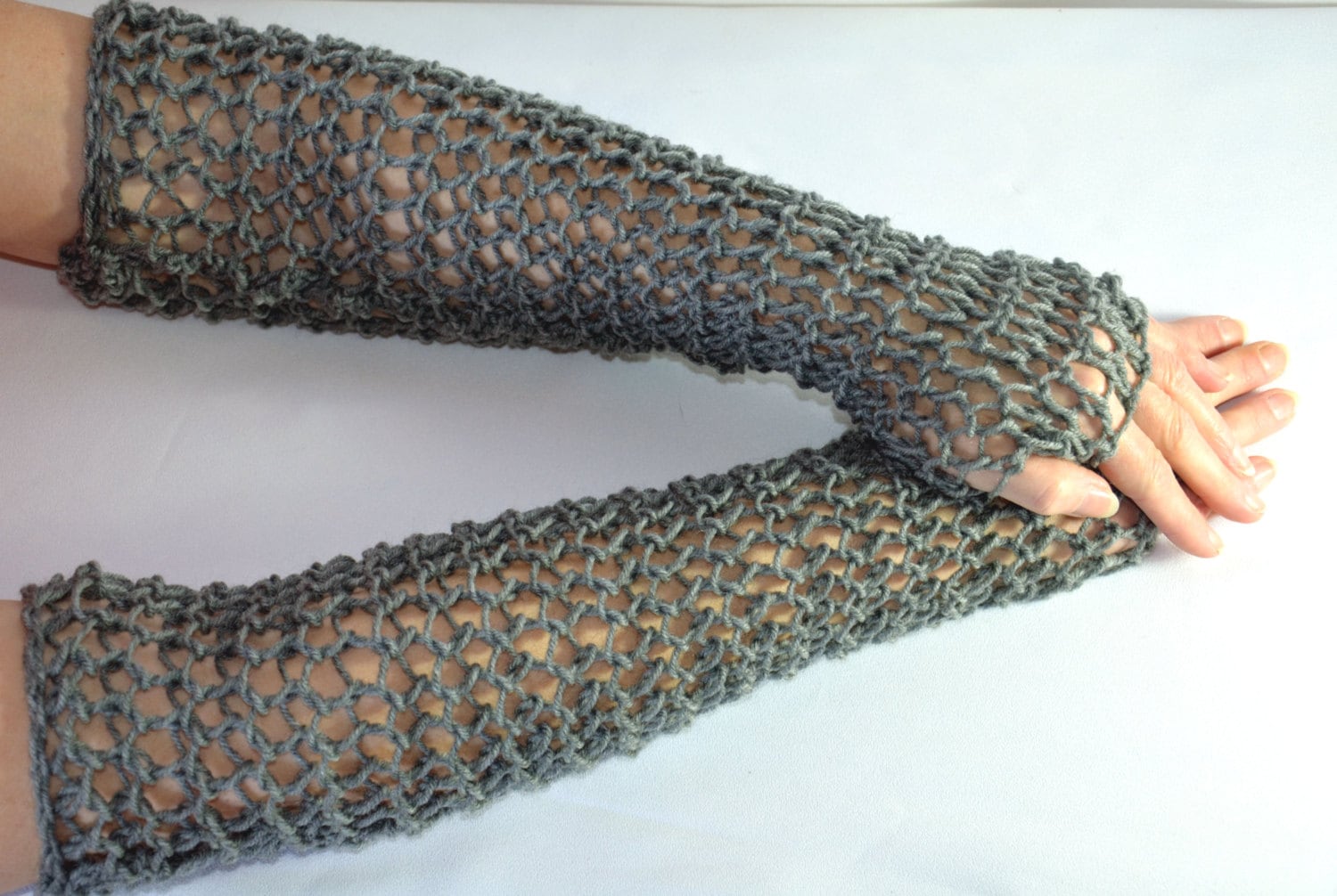 Chain Mail Sleeves, Hand Knitted Faux Maille Fingerless Gloves, for ...