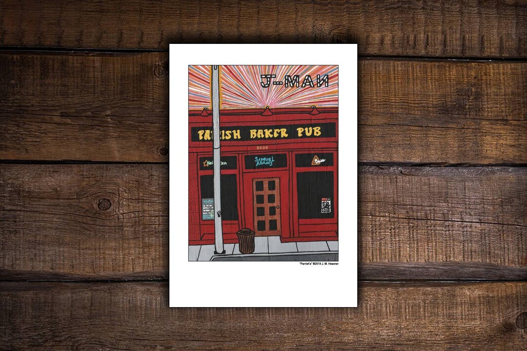 Parrish Baker Pub Oxford Mississippi Print Mixed Media Outsider Folk Pop Painting #733 by J-man ...