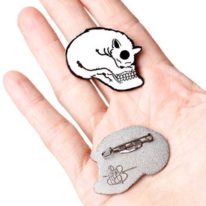 Cat Skull Enamel Pin - Etsy