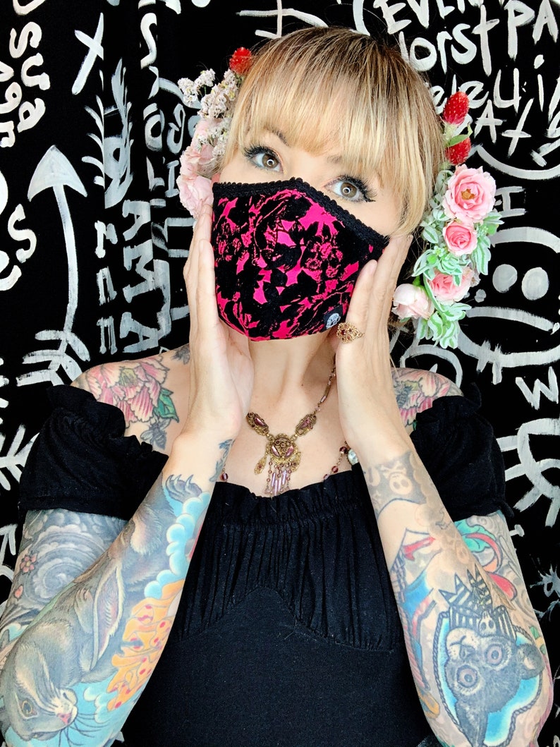 Face Mask Pink Flocked Rose - Etsy