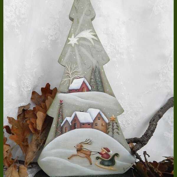 Christmas Magic Snowman Santa Christmas Holiday Winter Tole Painting ...