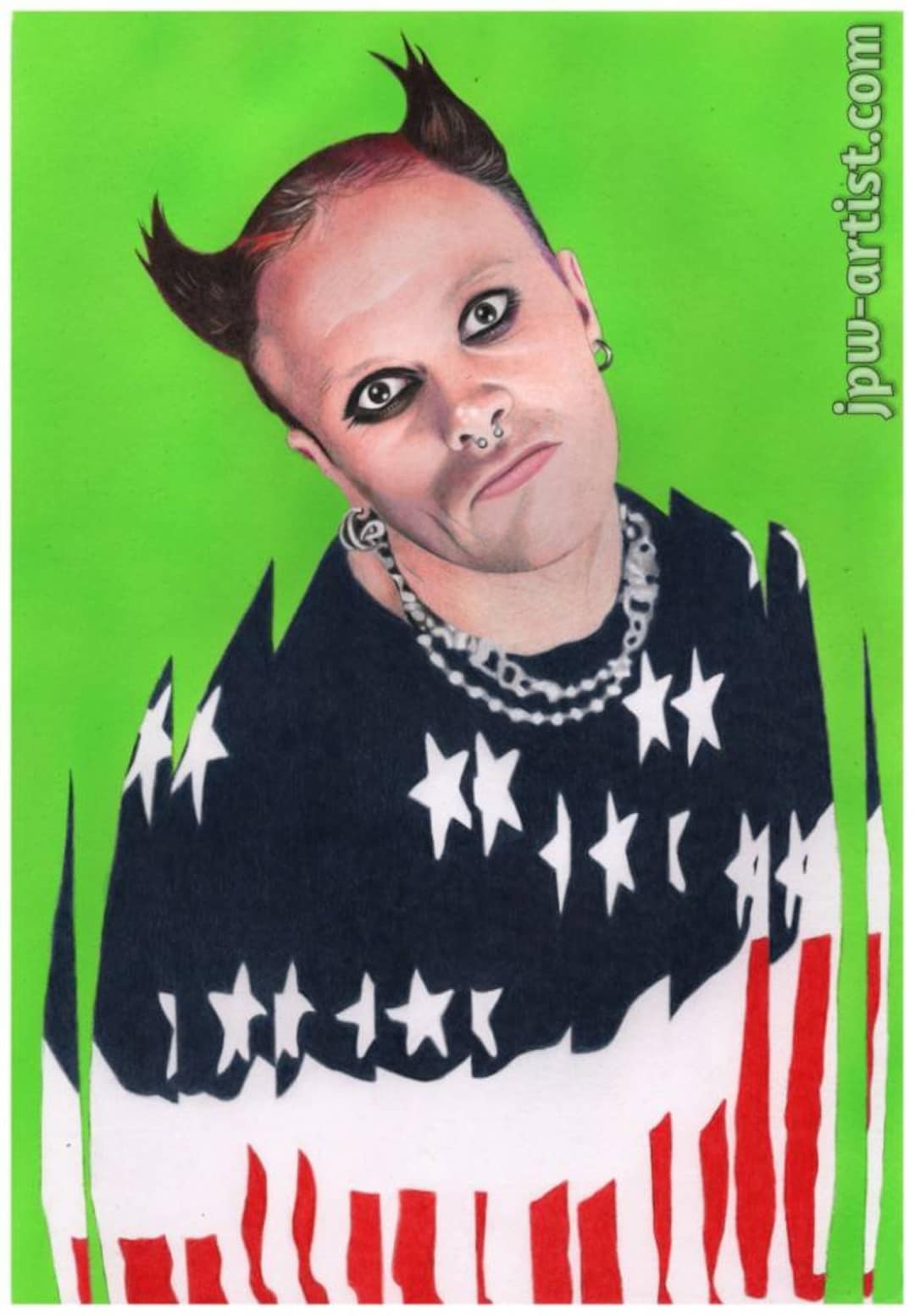 Keith Flint Drawing: the Prodigy, Original Colored Pencil Art (12x16 ...