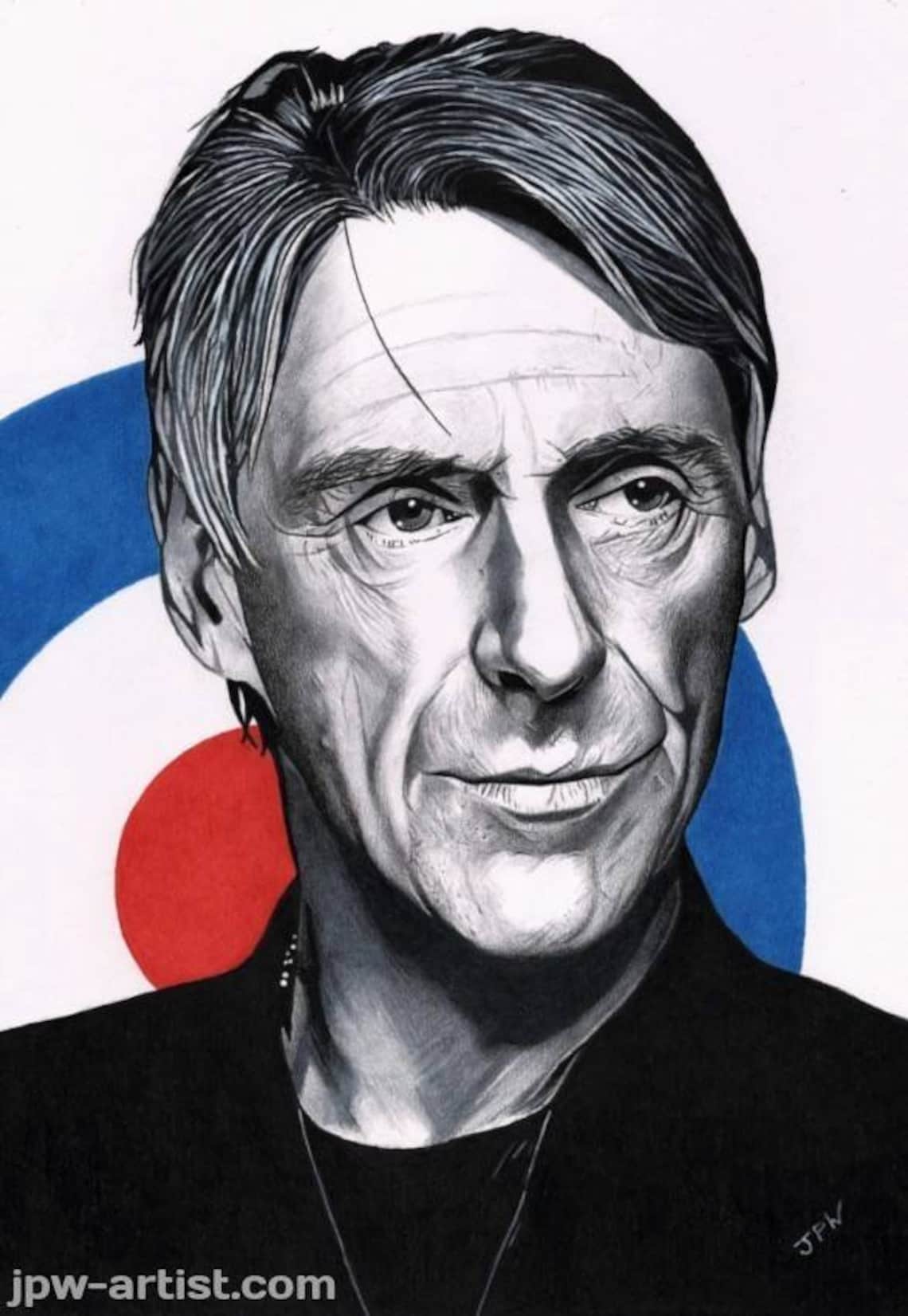 Original Paul Weller Drawing: the Modfather Portrait, Man Cave Art ...