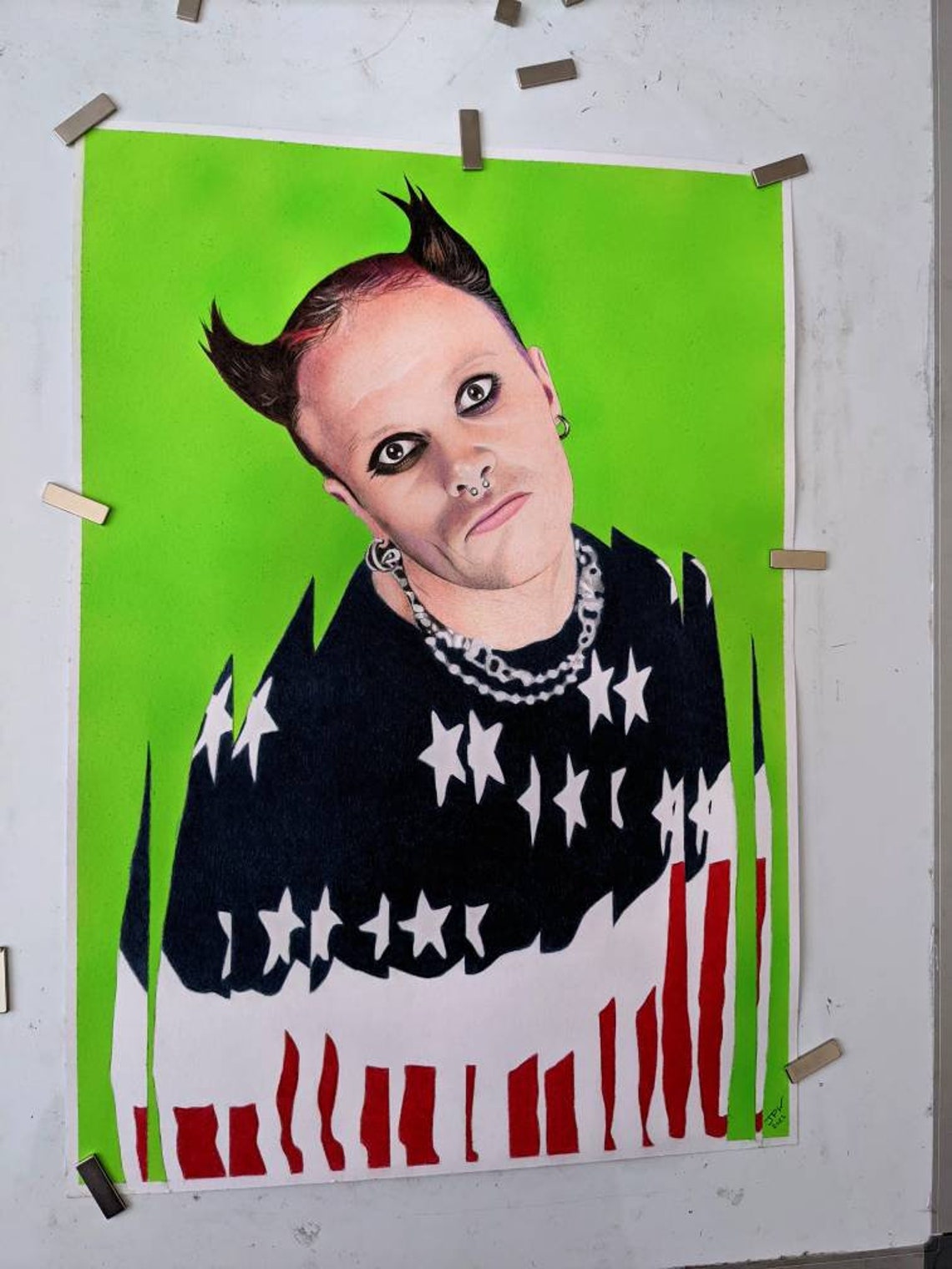 Keith Flint Drawing: the Prodigy, Original Colored Pencil Art (12x16 ...