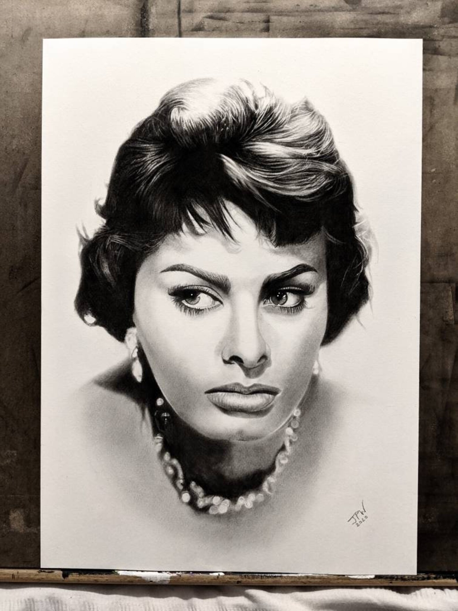 Sophia Loren Drawing Sophia Loren Portait Original Drawing Hollywood