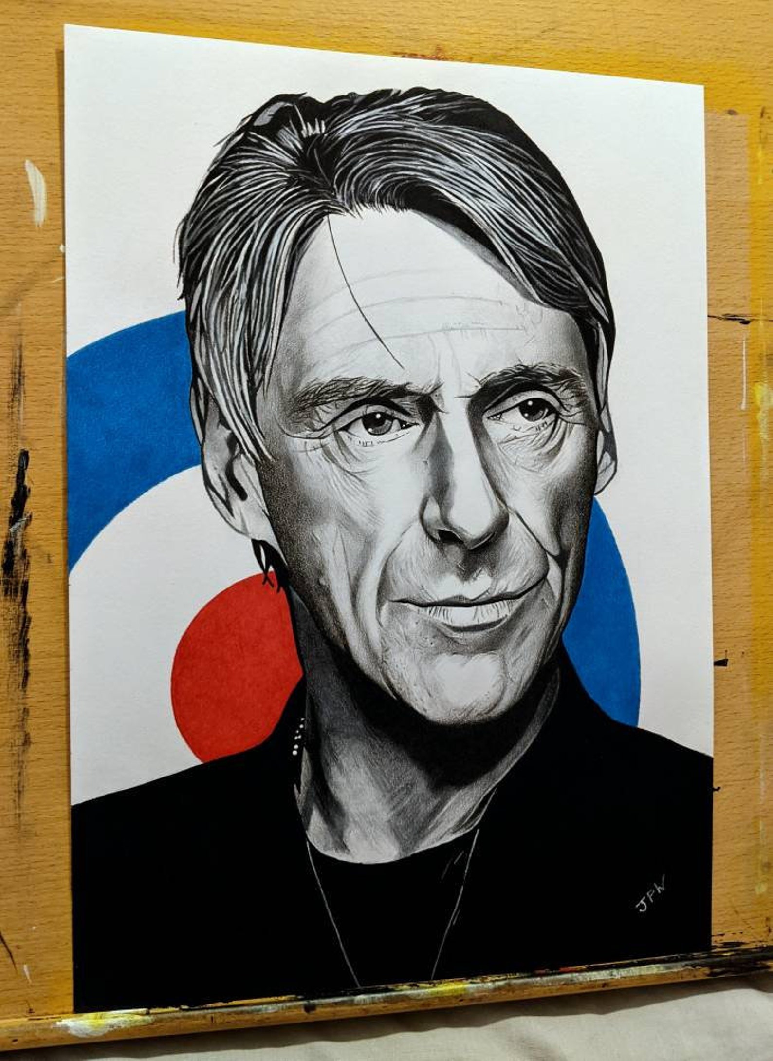 Original Paul Weller Drawing: the Modfather Portrait, Man Cave Art ...