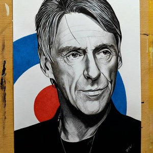 Original Paul Weller Drawing: the Modfather Portrait, Man Cave Art ...