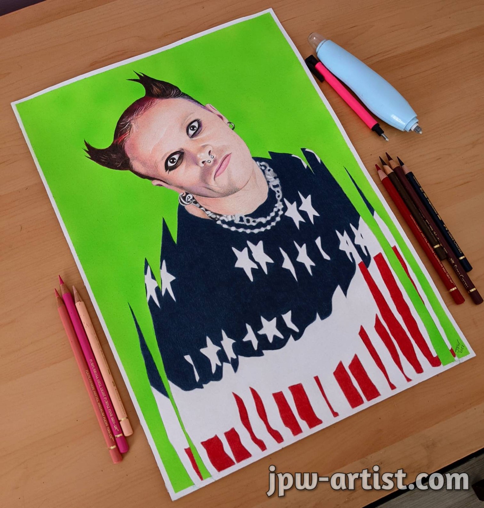 Keith Flint Drawing: the Prodigy, Original Colored Pencil Art (12x16 ...