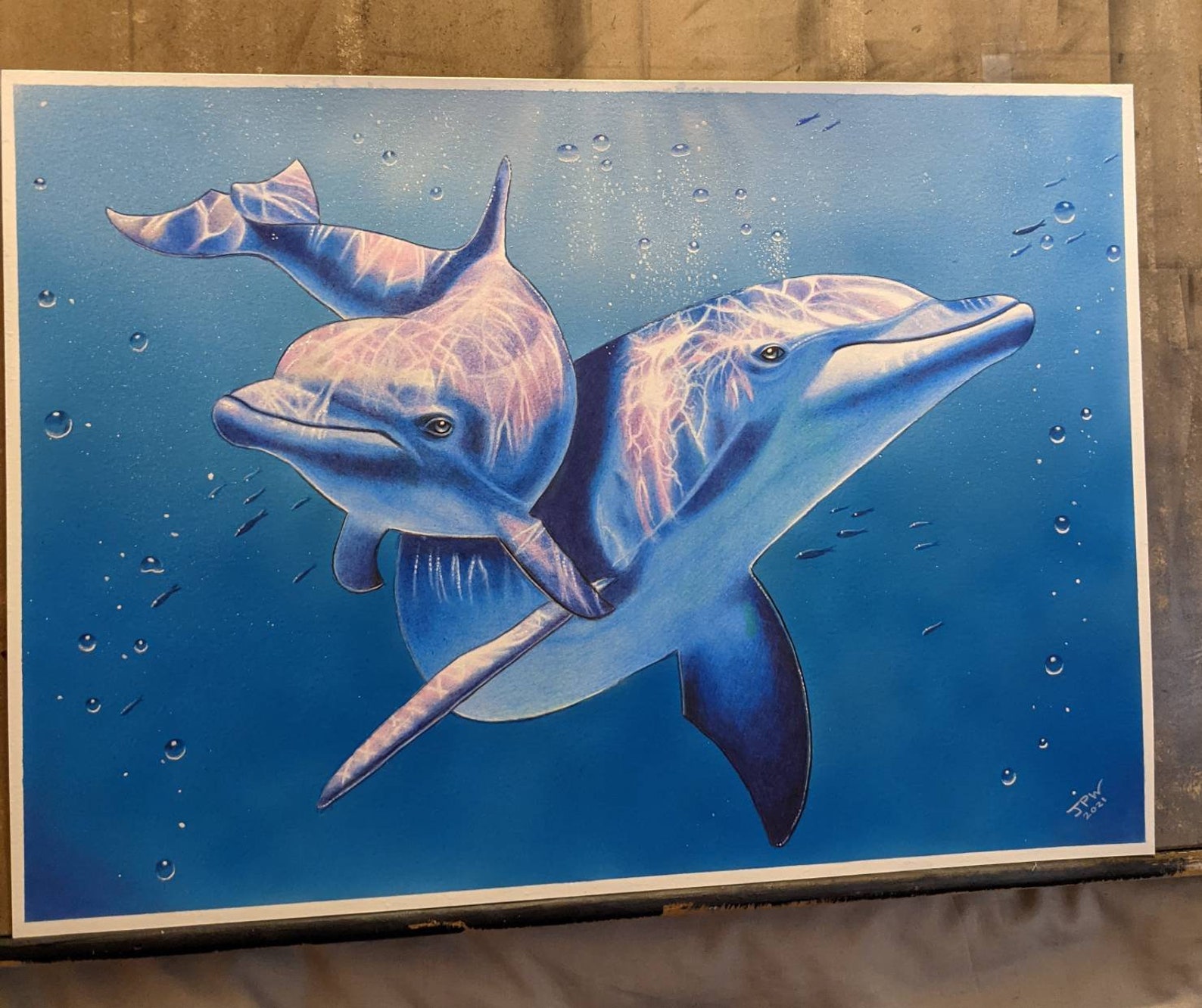 Delfine, Original Zeichnung von Delfinen, Wildtiere, Tier Zeichnung, Delfin, Delfin Zeichnung ...