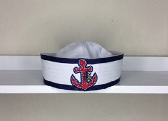 Items similar to Sailor Hat, Cruise Hat, Sailor Hat, Blue and White ...