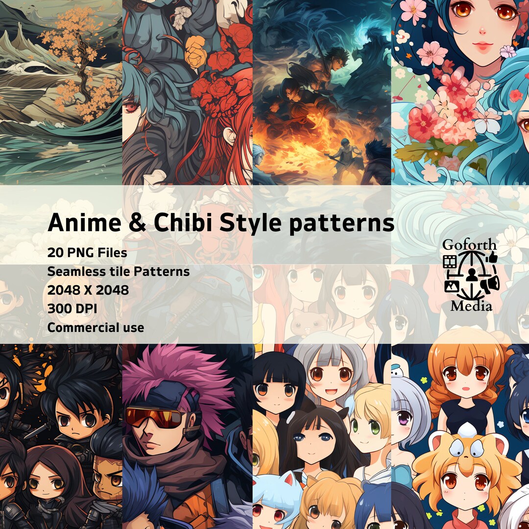 20 Unique Anime & Chibi Style Seamless Tile Patterns: Beautiful, Fun ...