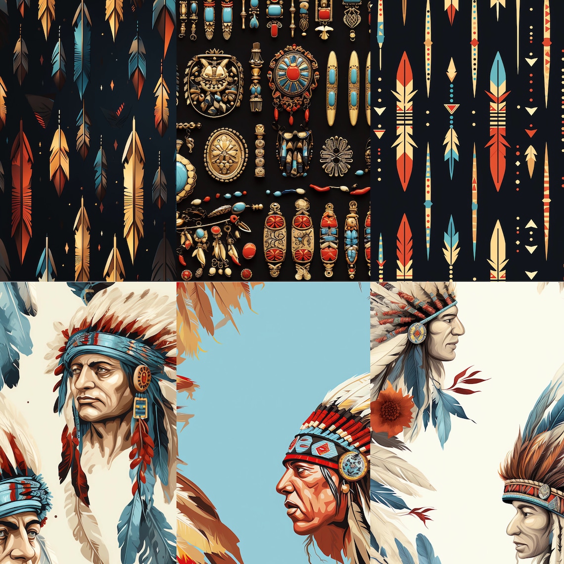 Native Americans Inspired Heritage 29 Seamless Digital Tile Patterns ...