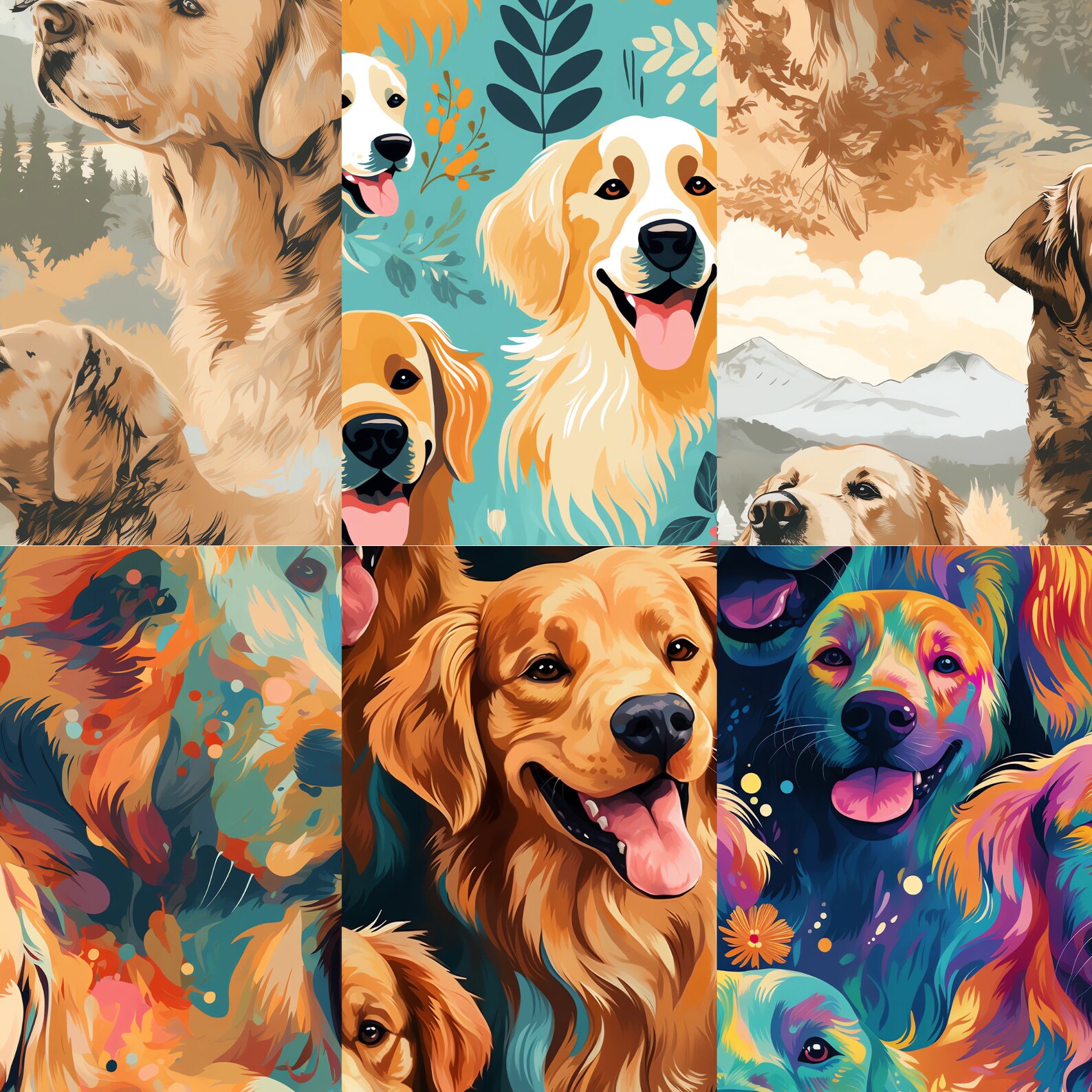 19 Golden Retriever Seamless Tile Patterns Instant Digital Downloads ...