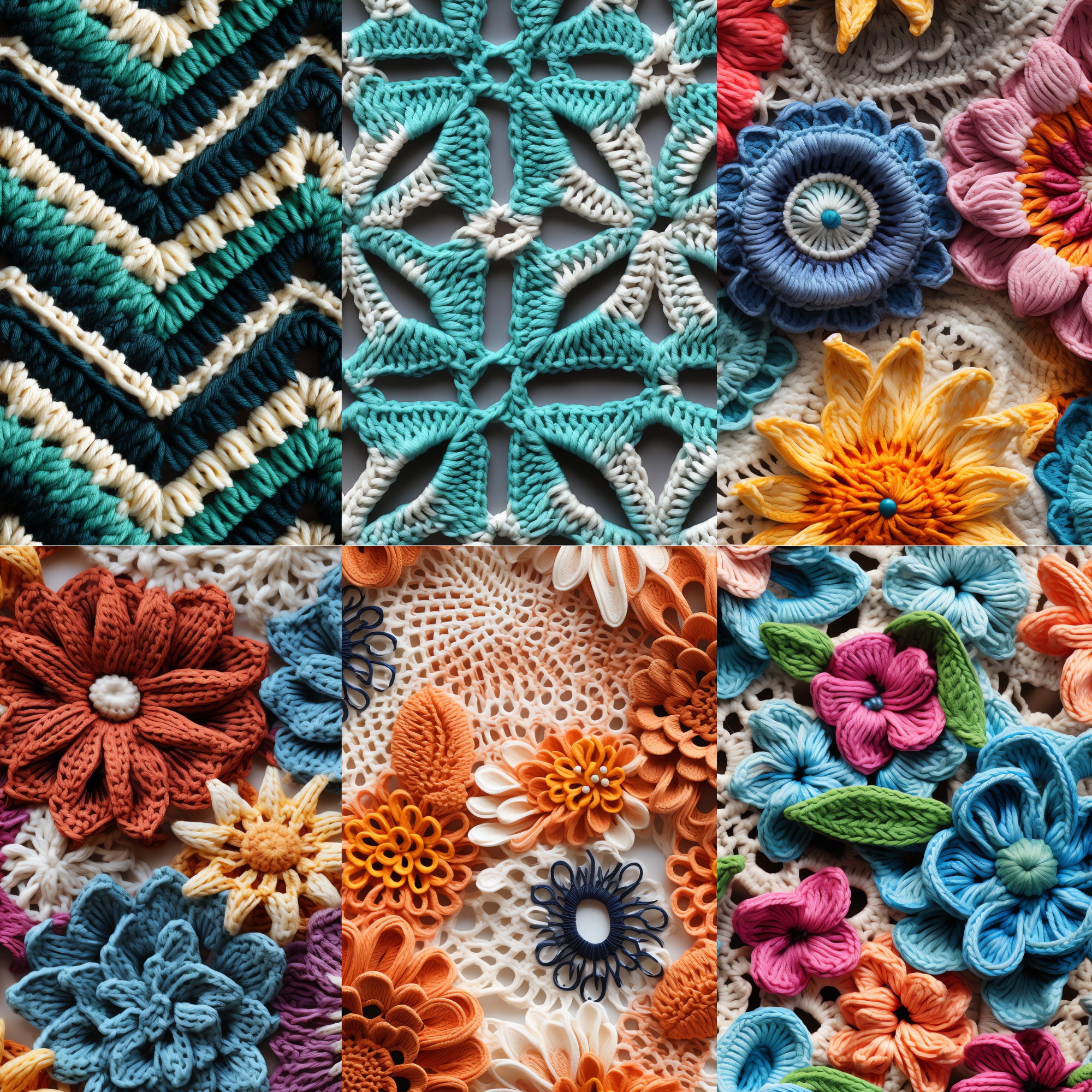 Crochet Textures 16 Seamless Tile Digital Patterns Holiday Seasonal ...