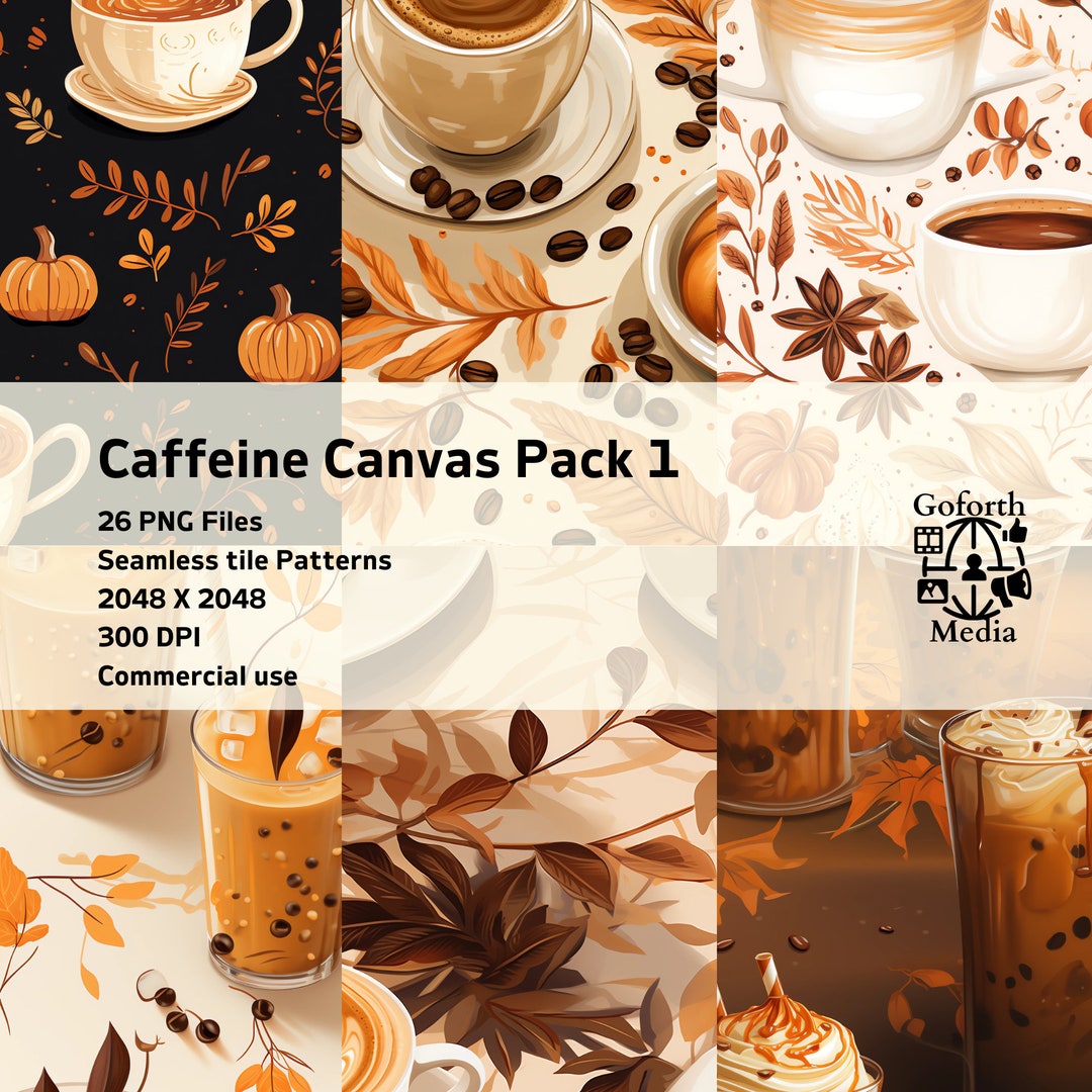 Pack 1 Caffeine Canvas 26 Seamless Tile Digital Coffee Pastry Patterns ...
