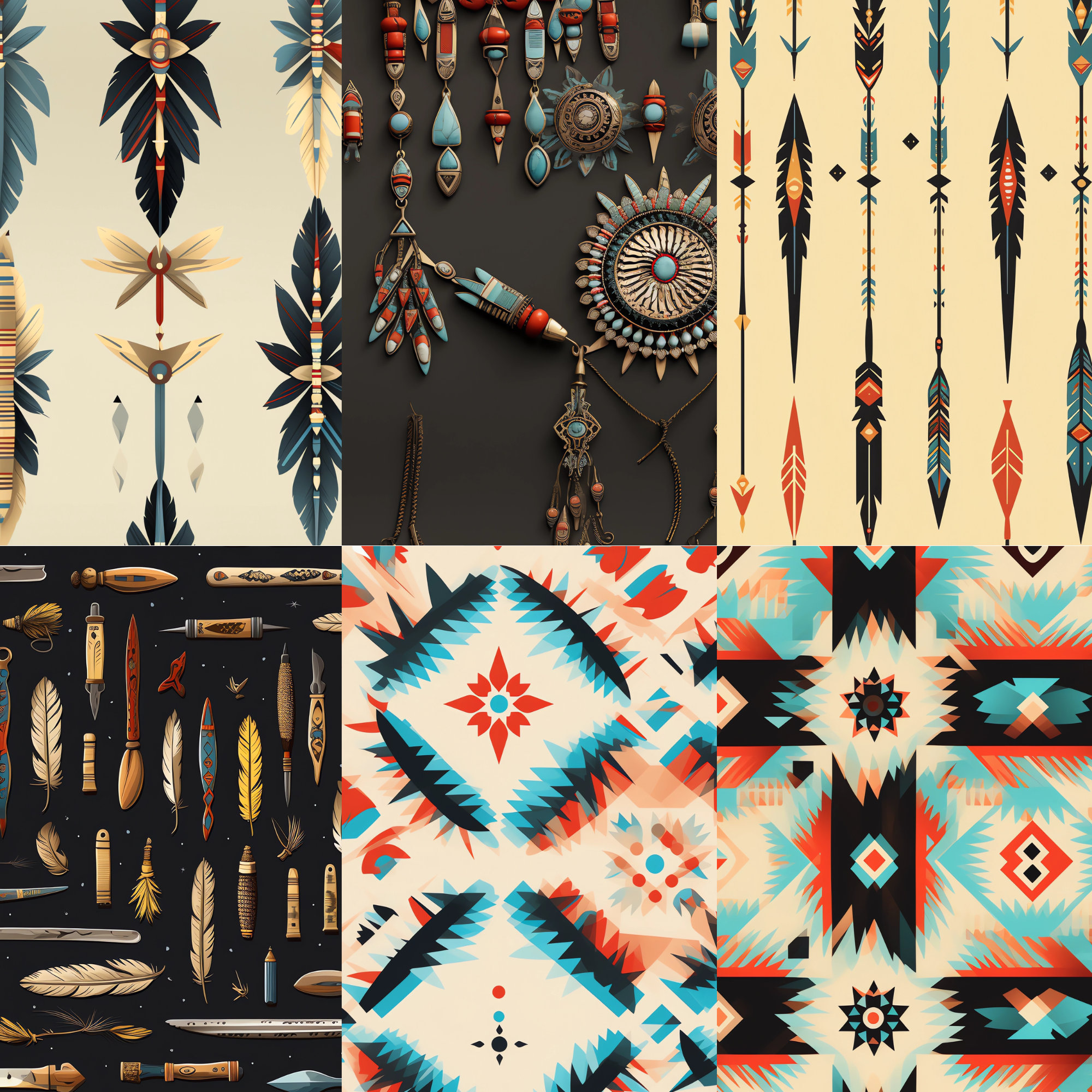 Native Americans Inspired Heritage: 35 Seamless Digital Tile Patterns ...