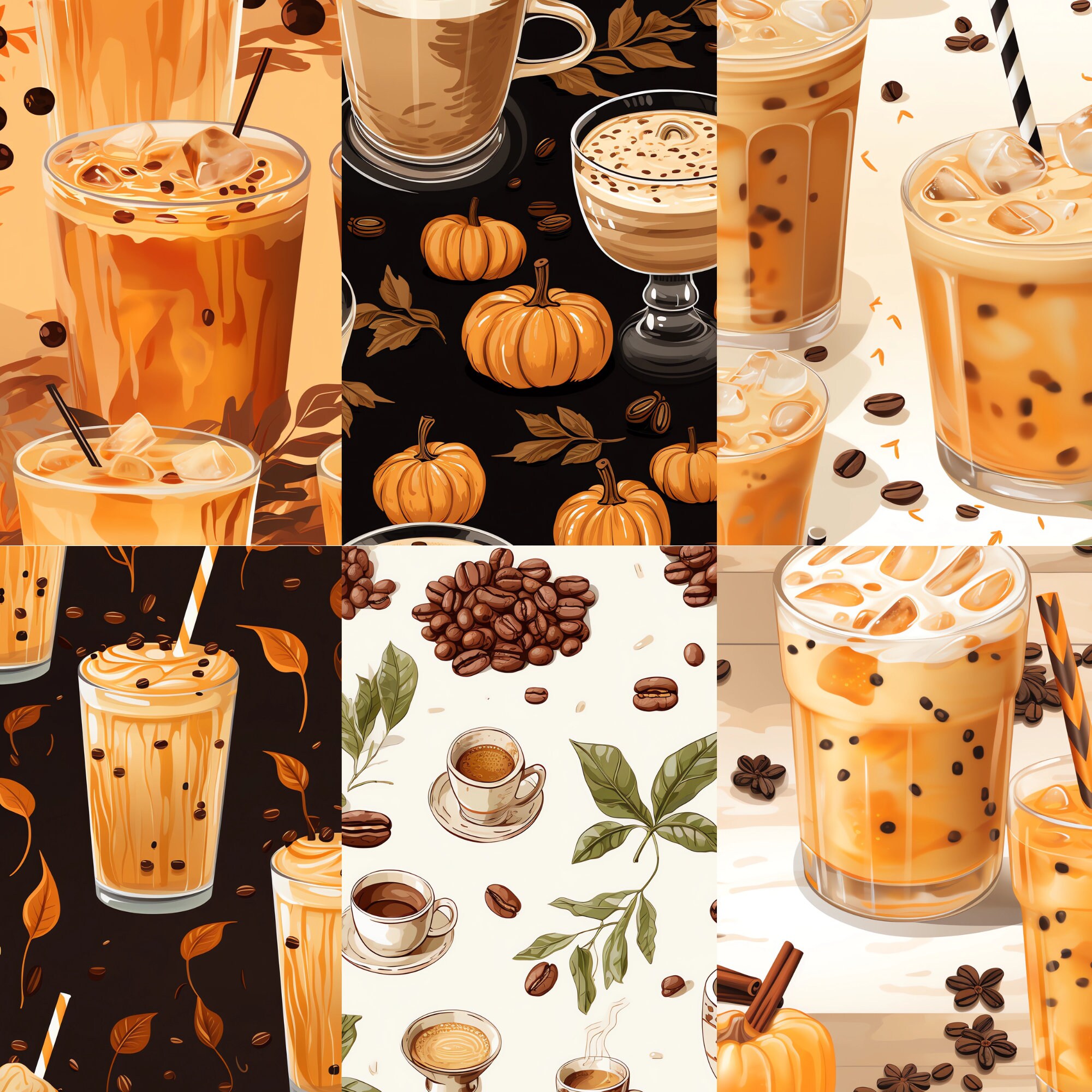 Pack 3 Caffeine Canvas 26 Seamless Tile Digital Coffee Pastry Patterns ...