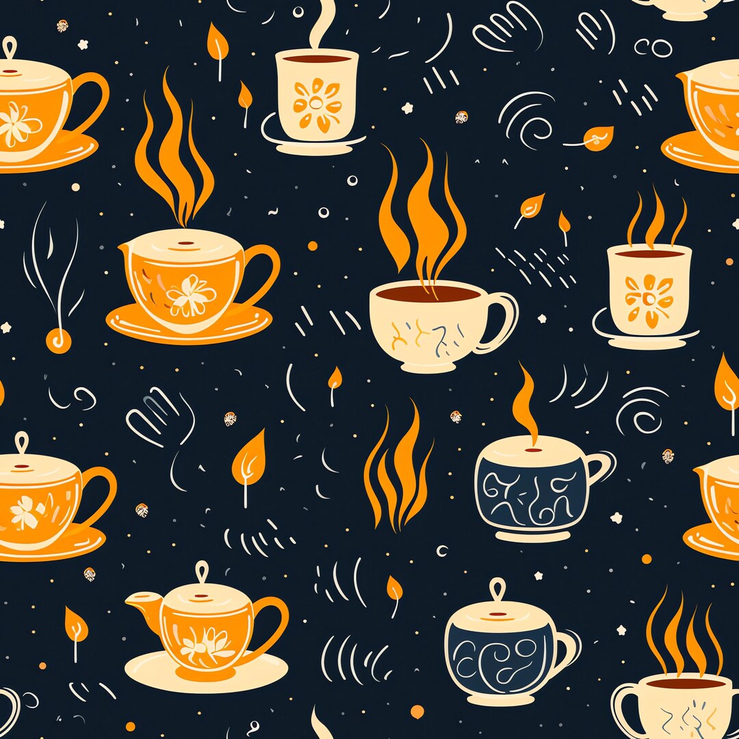 Sip & Savor: 25 Seamless Tea Time Tile Patterns Collection DIY - Etsy