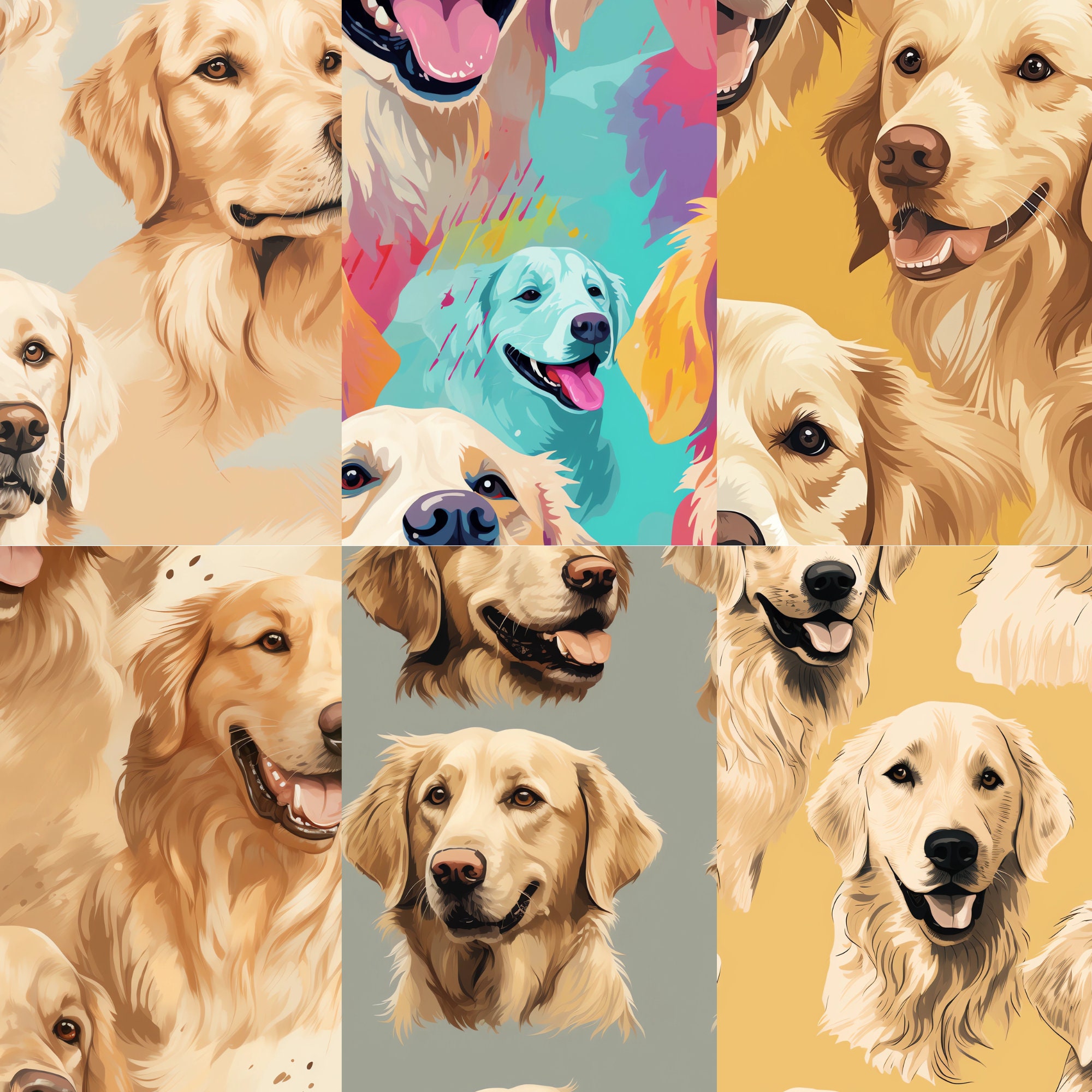 19 Golden Retriever Seamless Tile Patterns Instant Digital Downloads ...