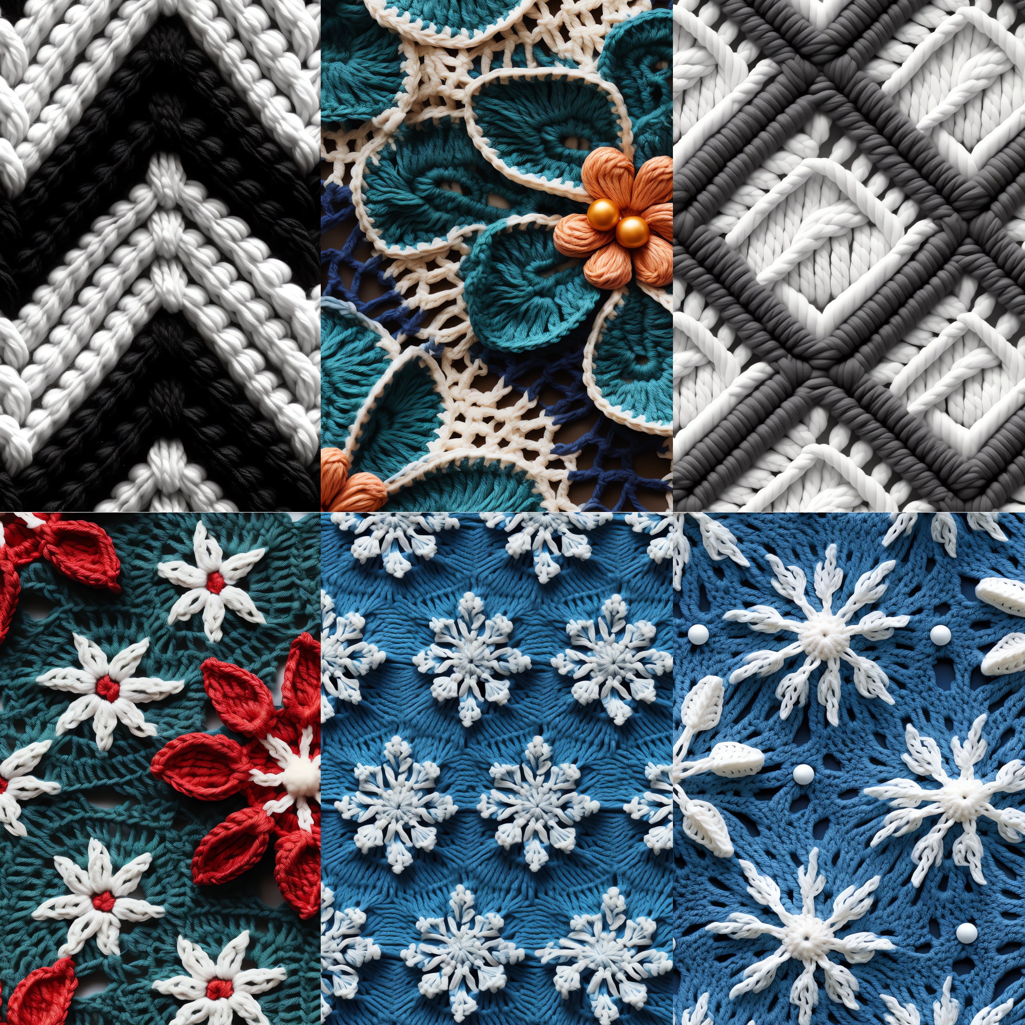 Crochet Textures 17 Seamless Tile Digital Patterns Holiday Seasonal ...