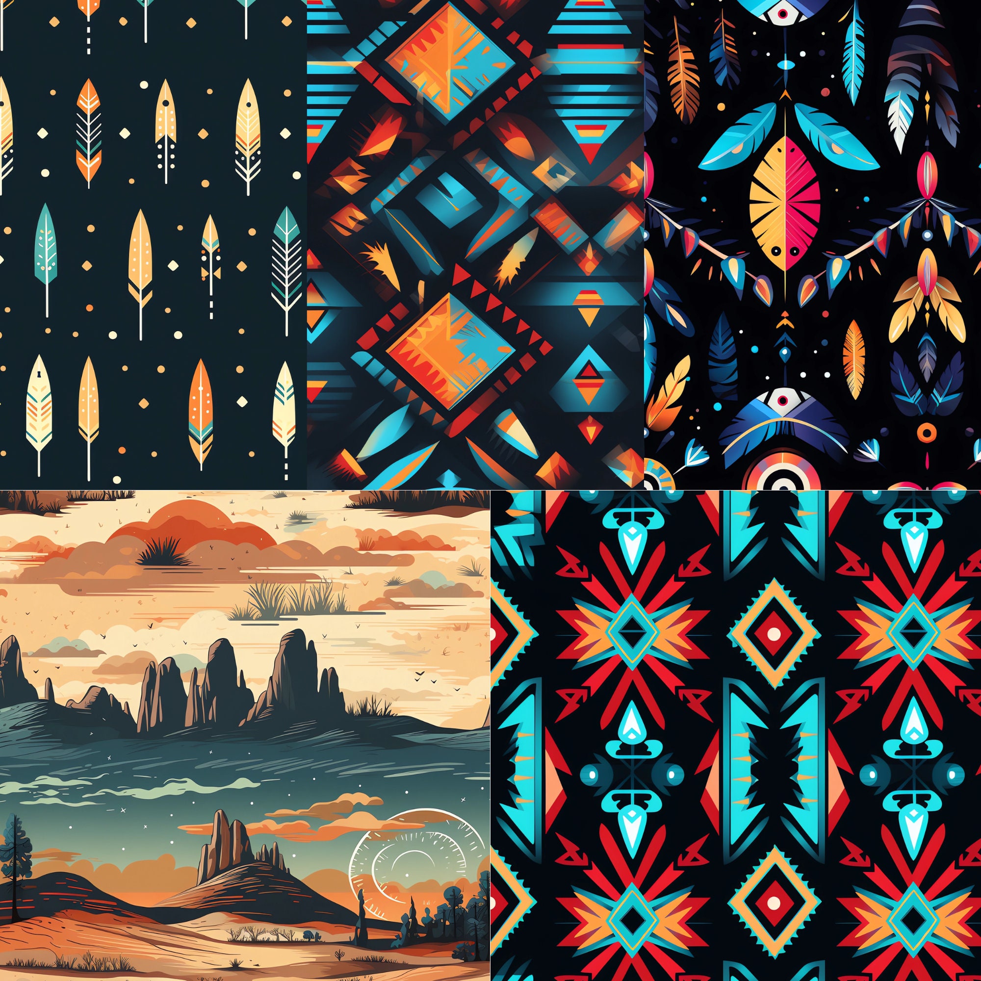 Native Americans Inspired Heritage: 35 Seamless Digital Tile Patterns ...