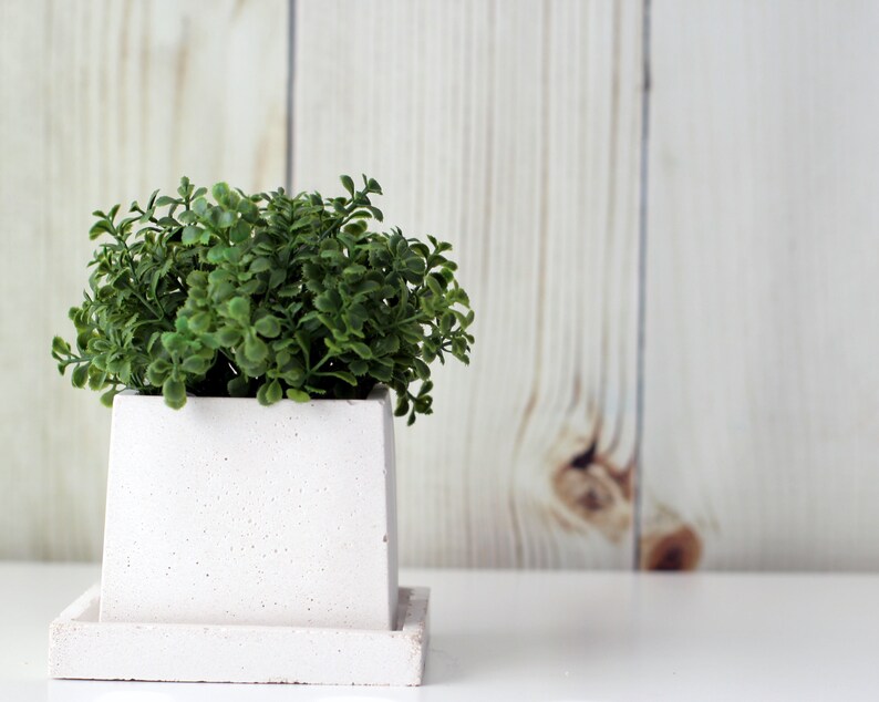 Small Square Concrete Planter With Base Square Pot Natural - Etsy