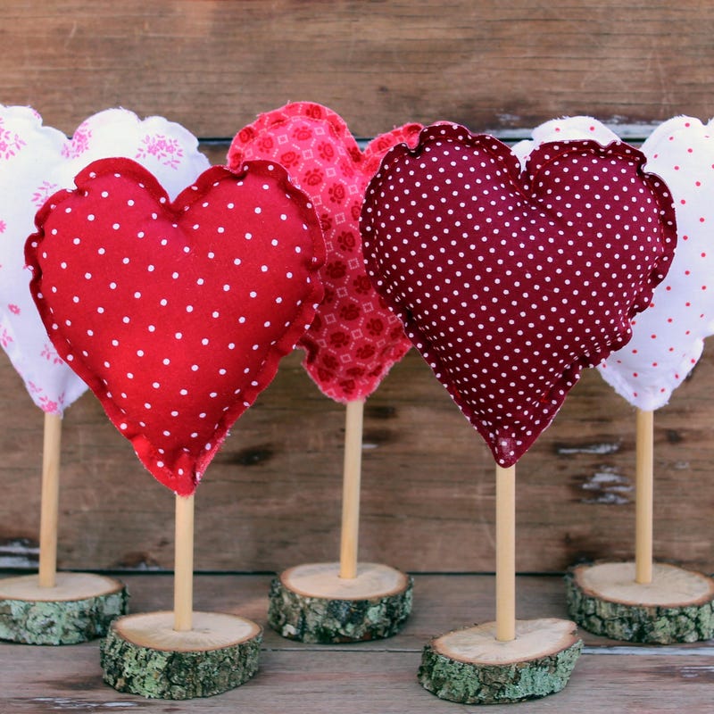Fabric Hearts on a Stand - Etsy