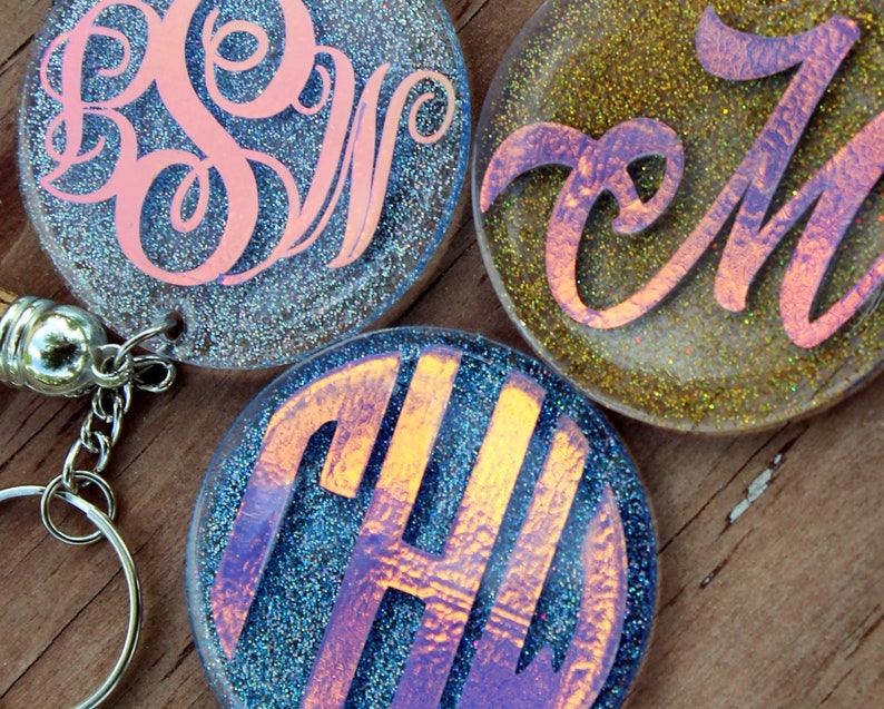 Personalized Monogram Holographic Vinyl Key Chain Keychain - Etsy