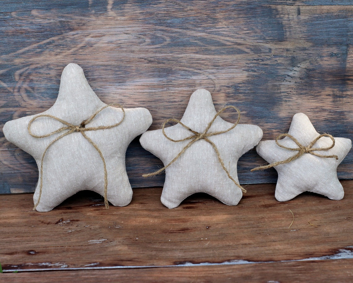 Fabric Stuffed Stars, Farmhouse Patriotic Cotton Stars, Hanging ...
