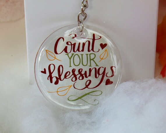 Count Your Blessings Key Chain Fall Thanksgiving Key Chain - Etsy