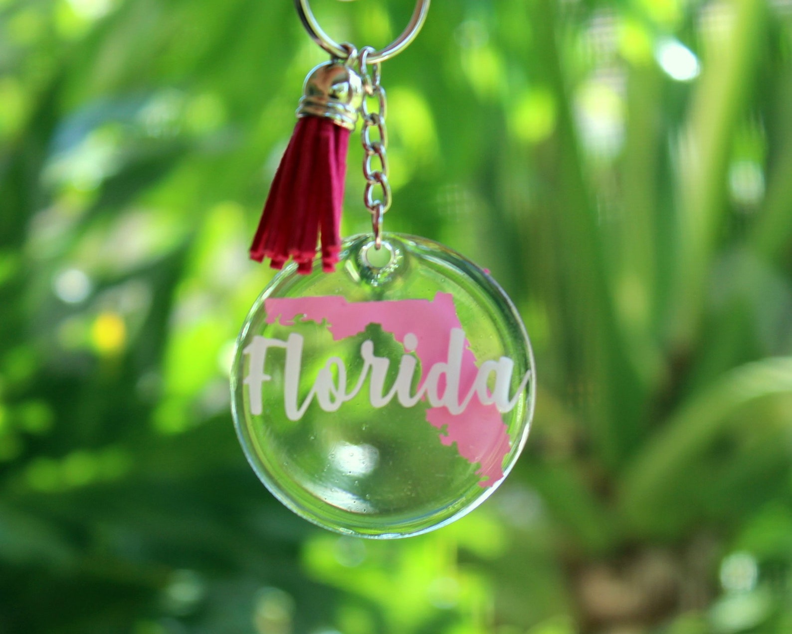 Florida Key Chain Florida Acrylic Round Key Chain Resin | Etsy