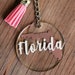 Florida Key Chain, Florida Acrylic Round Key Chain, Resin Coated ...