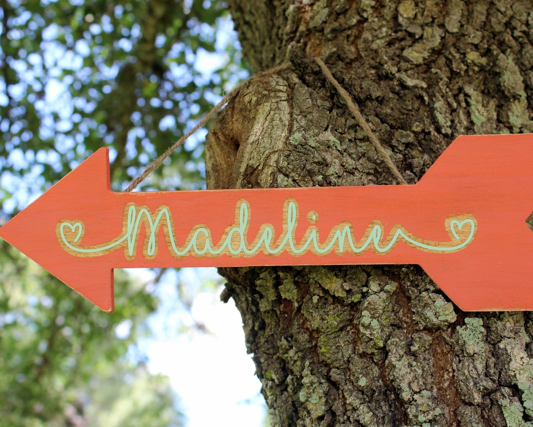 Rustic Arrow Name Sign Bedroom Wall Art Woodsy Arrow Plaque - Etsy