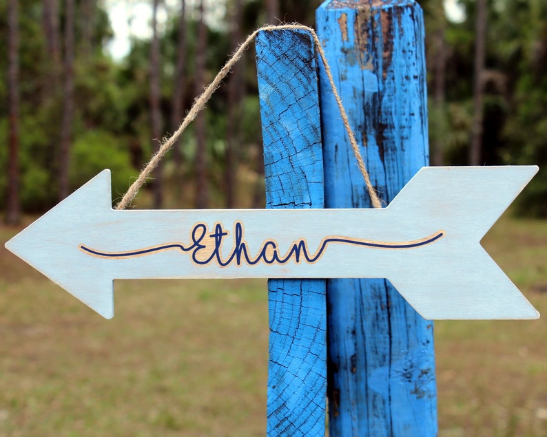 Rustic Arrow Name Sign Bedroom Wall Art Woodsy Arrow Plaque - Etsy