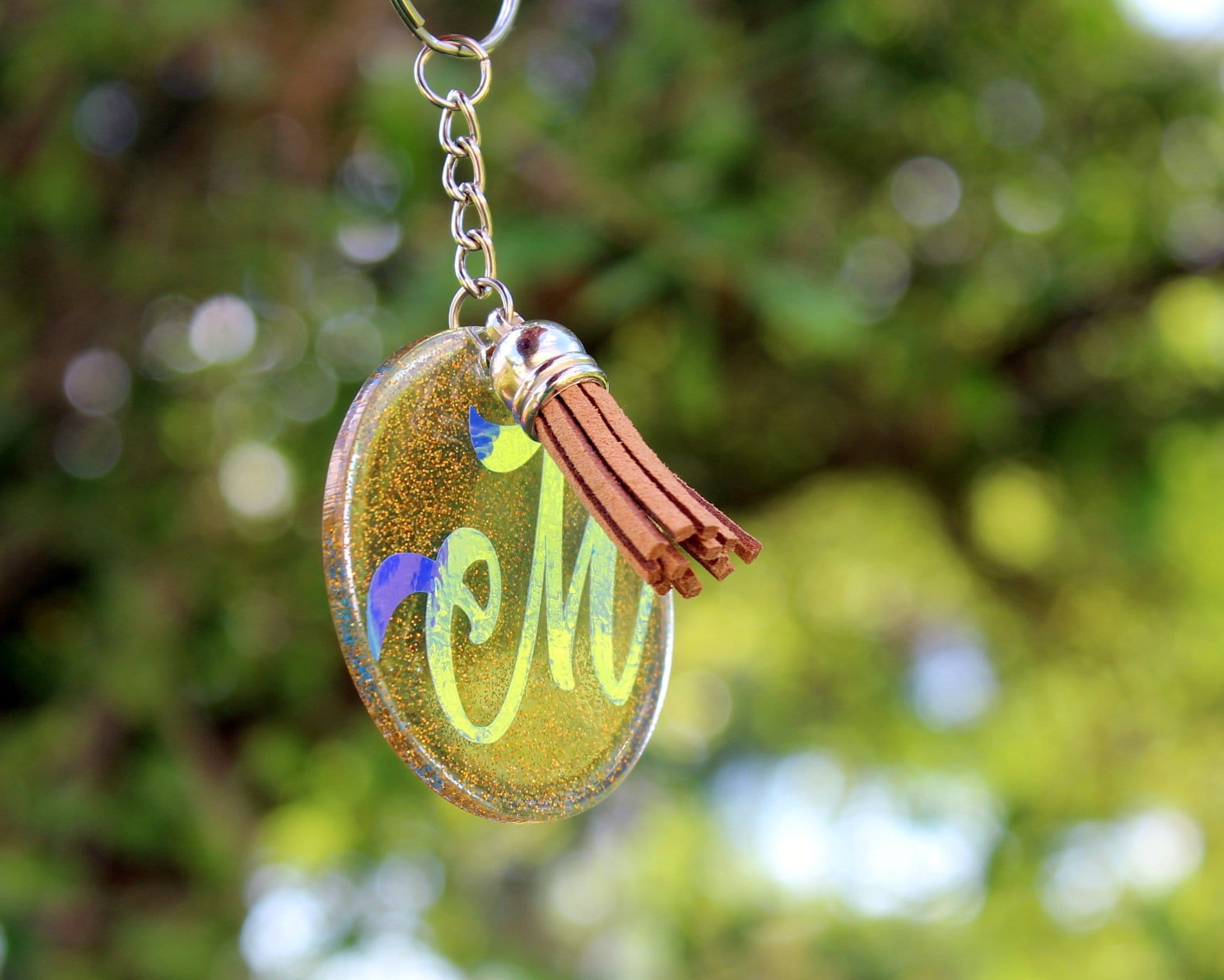 Personalized holographic vinyl key chain initial keychain | Etsy