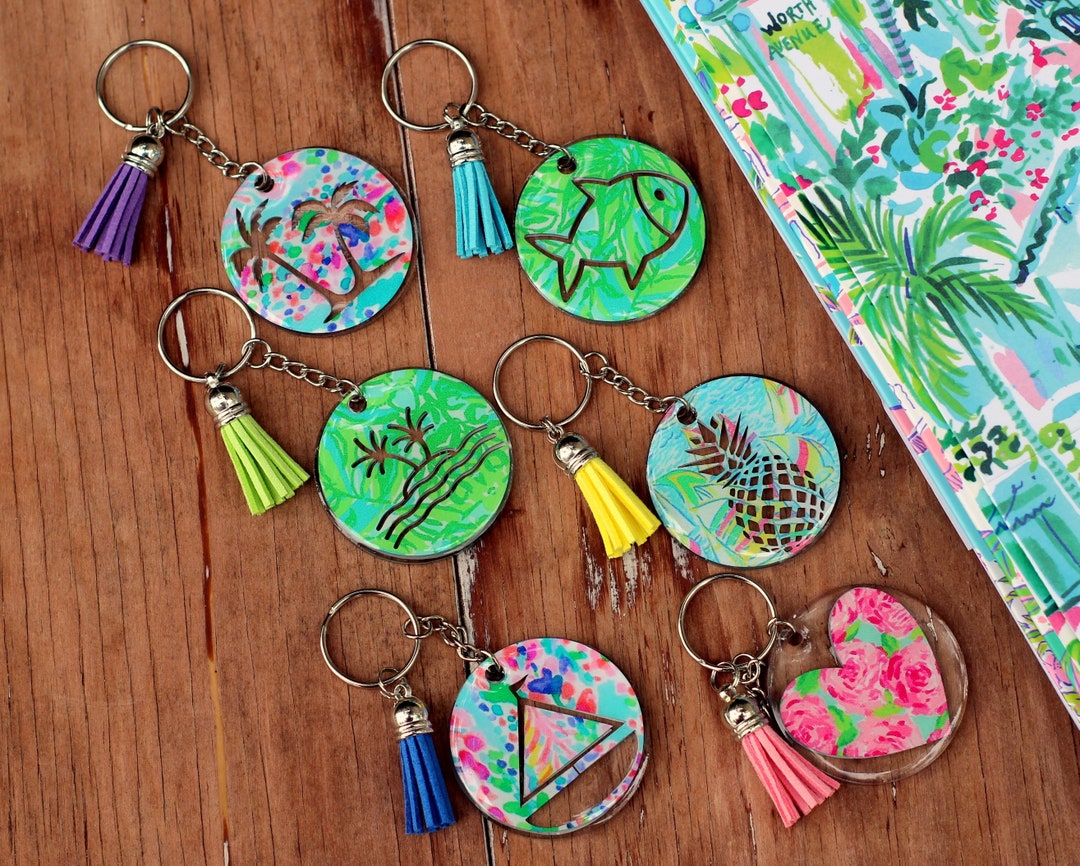 LP Inspired Key Chains, Tropical Key Chains With Tassel, Pineapple Key ...