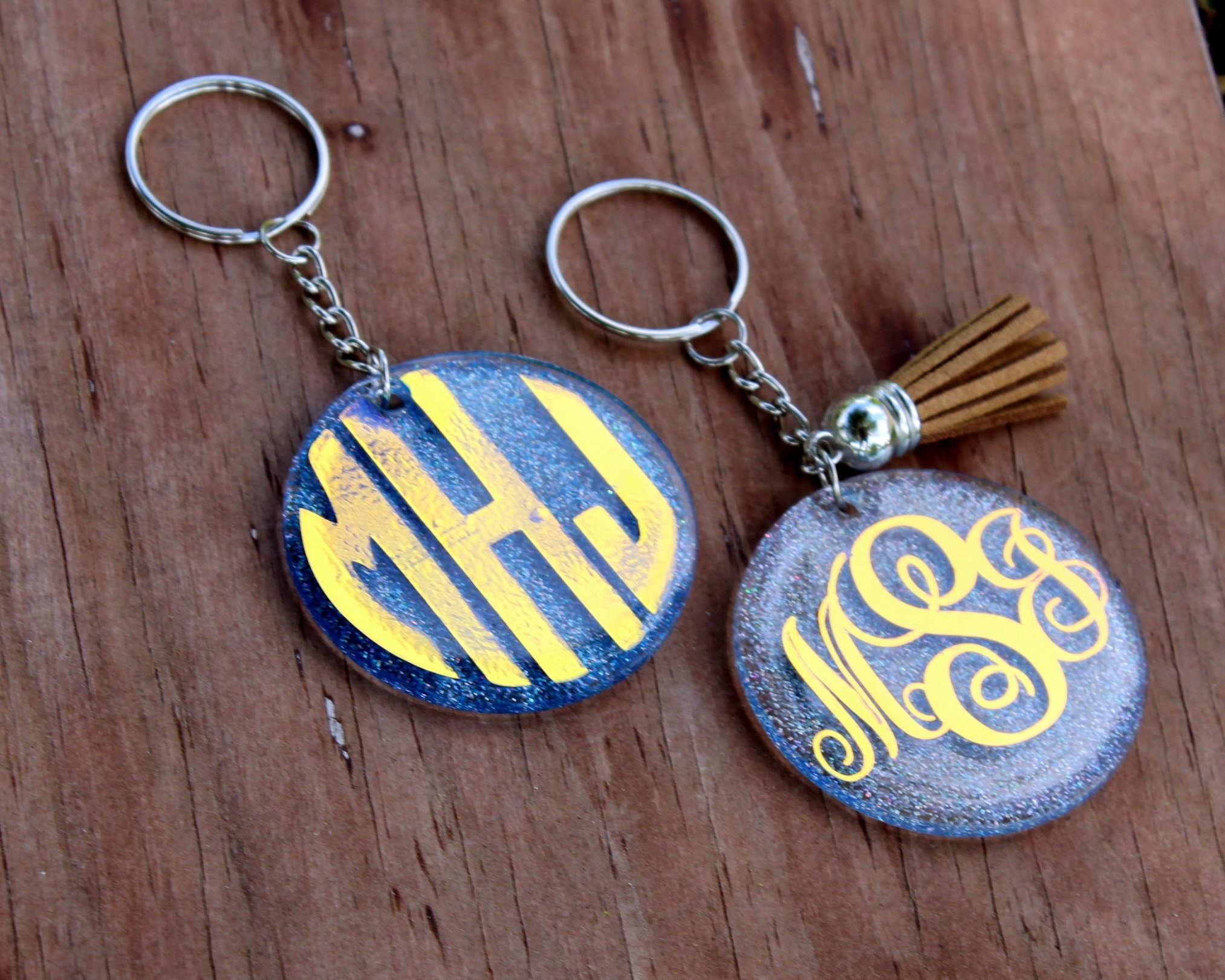 Personalized monogram holographic vinyl key chain keychain | Etsy