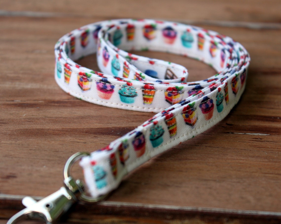 Lanyard, Fun Lanyard With Desserts, Cake, Cupcake, White Cute Lanyard ...