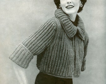 KNITTING PATTERN Vintage Cropped Collared Jacket Instant Download PDF ...