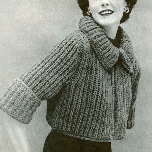 KNITTING PATTERN Vintage Cropped Collared Jacket Instant - Etsy