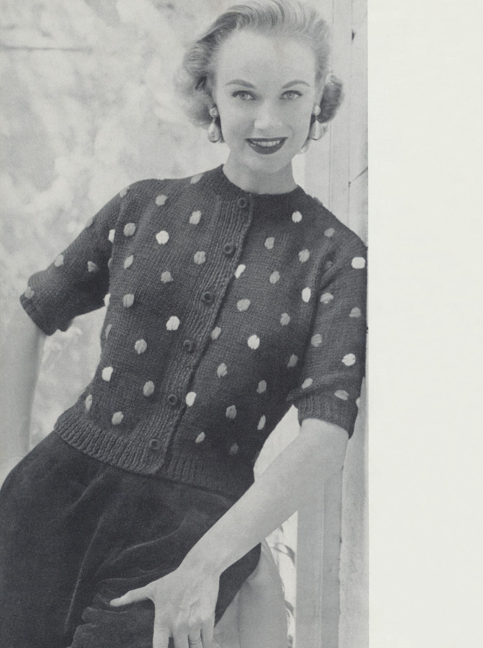 KNITTING PATTERN Vintage 50s Elbow Length Polka Dot Cardigan Instant ...