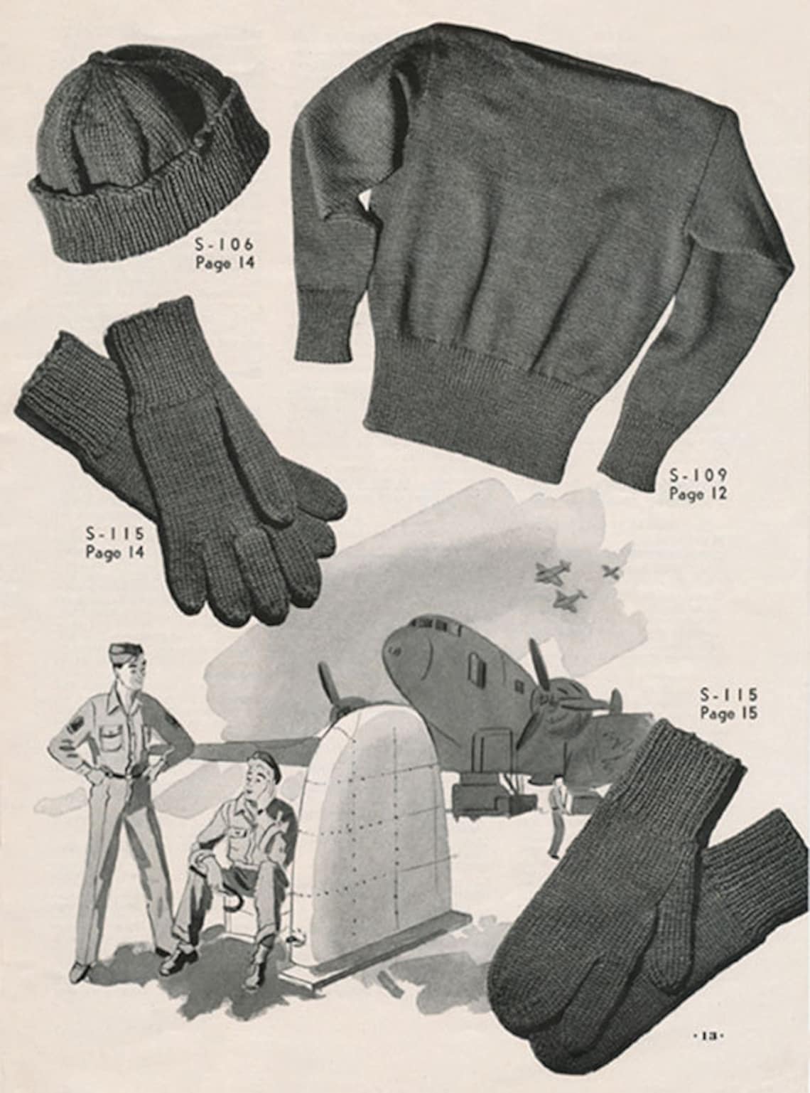 Vintage WWII Military Knitting Patterns Book Knit for Victory Gloves ...