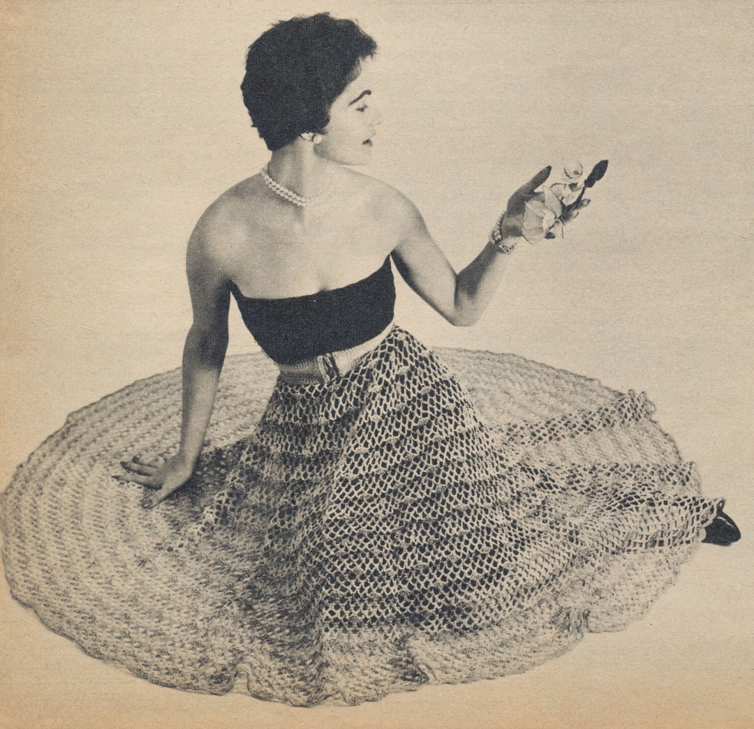 Vintage 50s Striped 3 Color Circular Skirt Instant Download PDF CROCHET ...