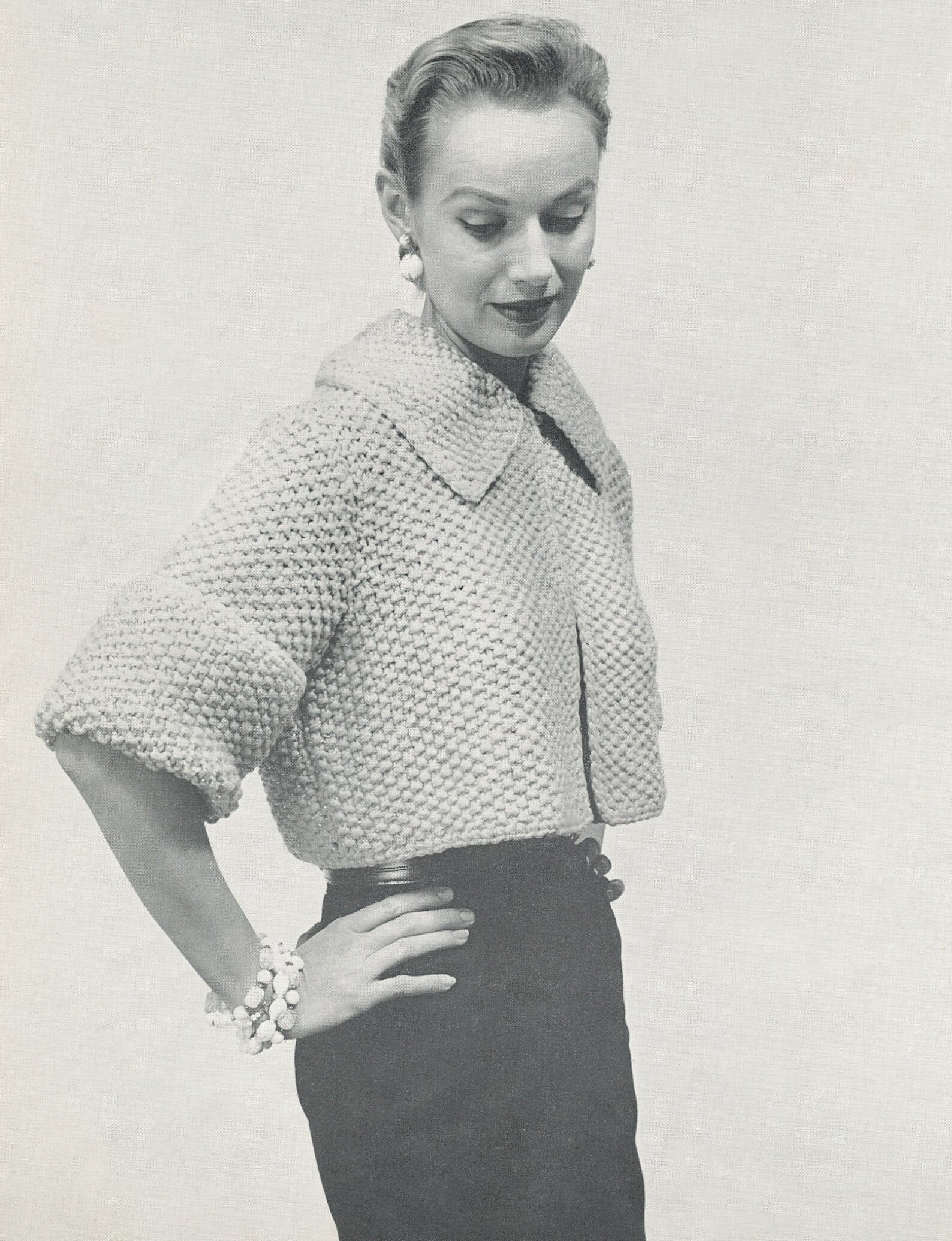 KNITTING PATTERN Vintage Chunky Cropped Jacket Sweater Cardigan Instant ...