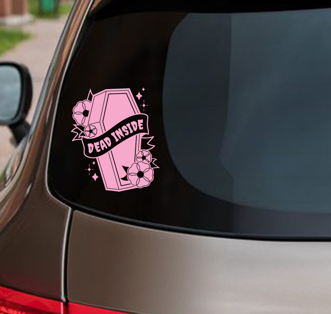 Dead Inside, Spooky and Cute Goth Car Decal, Kawaii Car Accessories ...