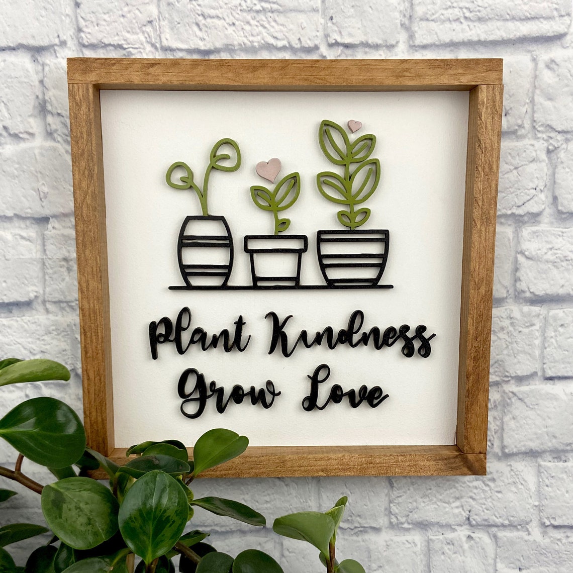 Wooden Sign Plant Sign Plant Lover Wall Decor Grow Love - Etsy
