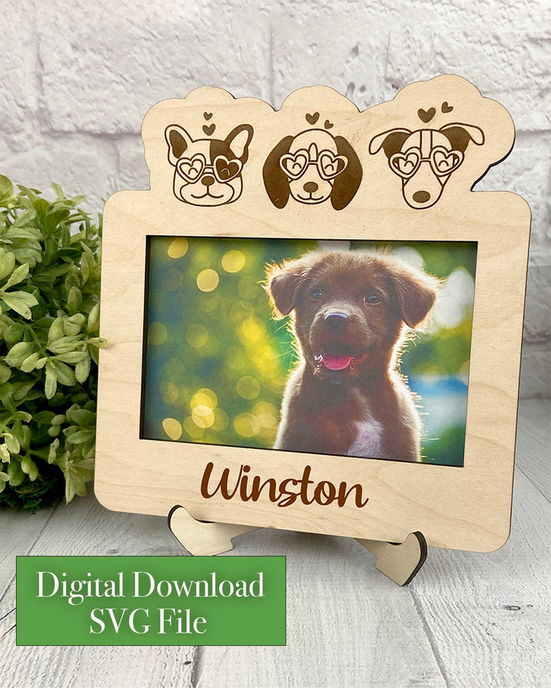 SVG Dog Frame File, Dog Magnet, Picture Frame, Glowforge, Aeon, Thunder ...
