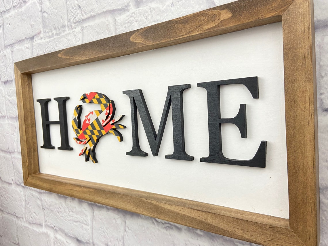 Maryland Crab HOME Sign, Wall Decor, Maryland Flag, Home Sign, Home ...